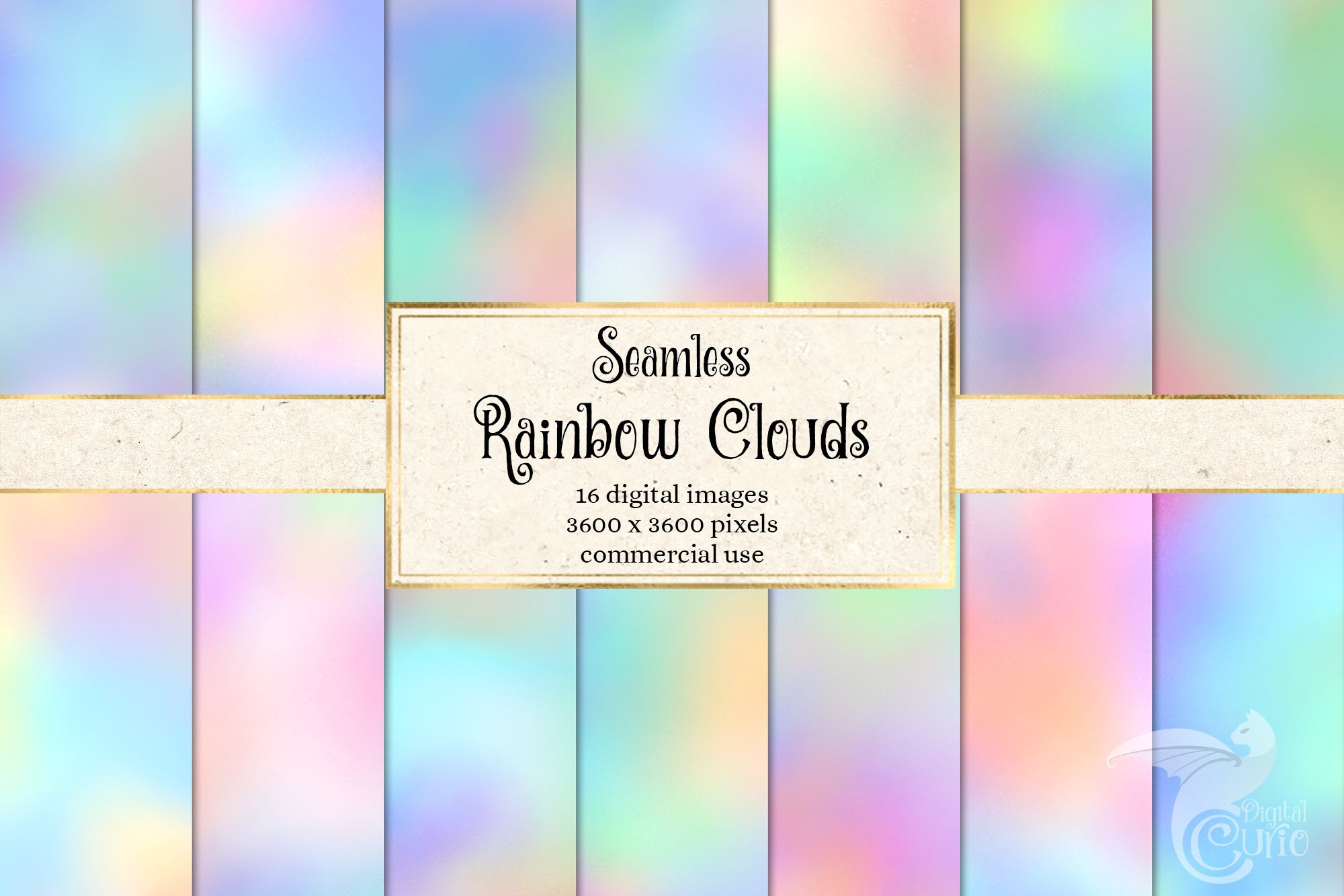 Rainbow Clouds Digital Paper (1504789)