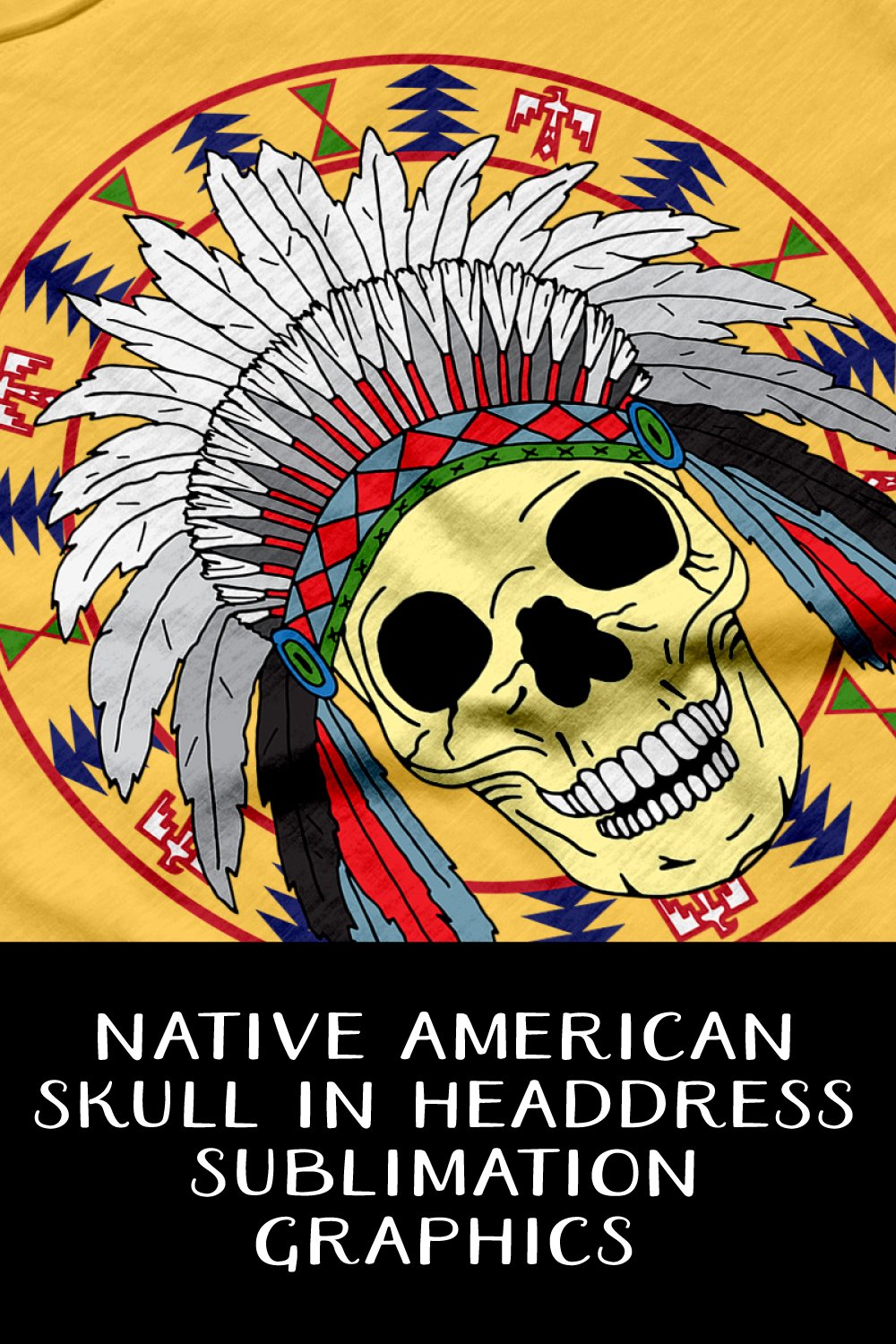 Sioux Native American Skull Illustration Sublimation Design