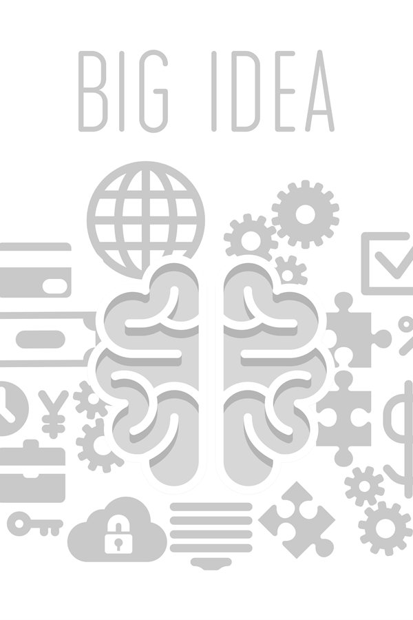 Big idea concept with brain on white background