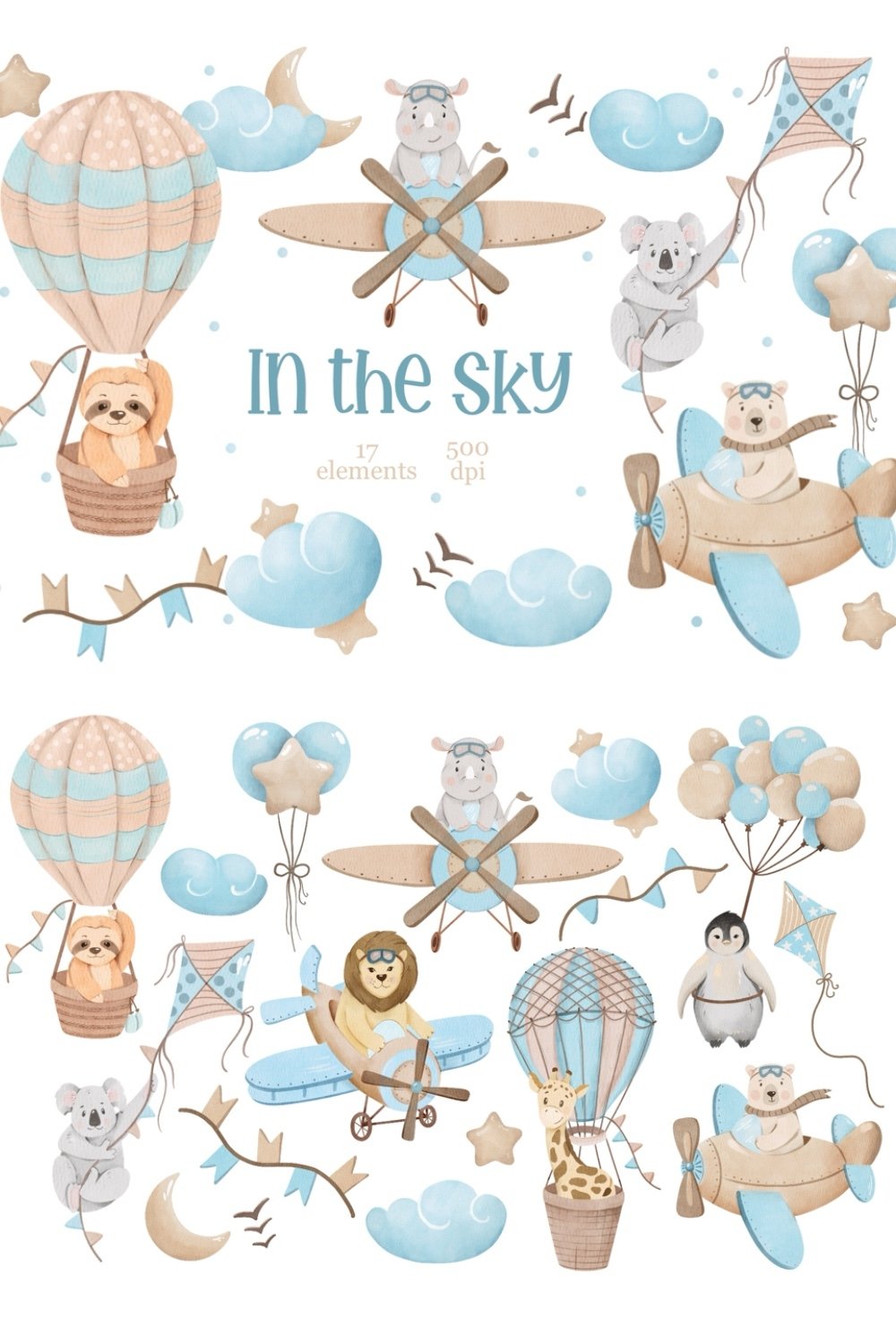 In the sky Clipart, Cute Pilot Animals PNG