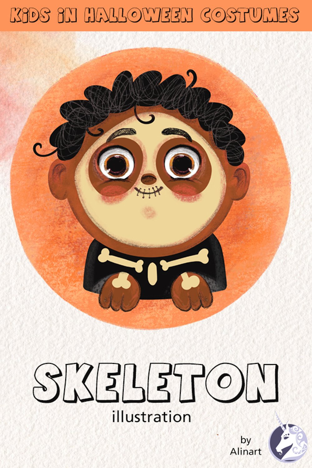 Cute boy in a Halloween skeleton costume