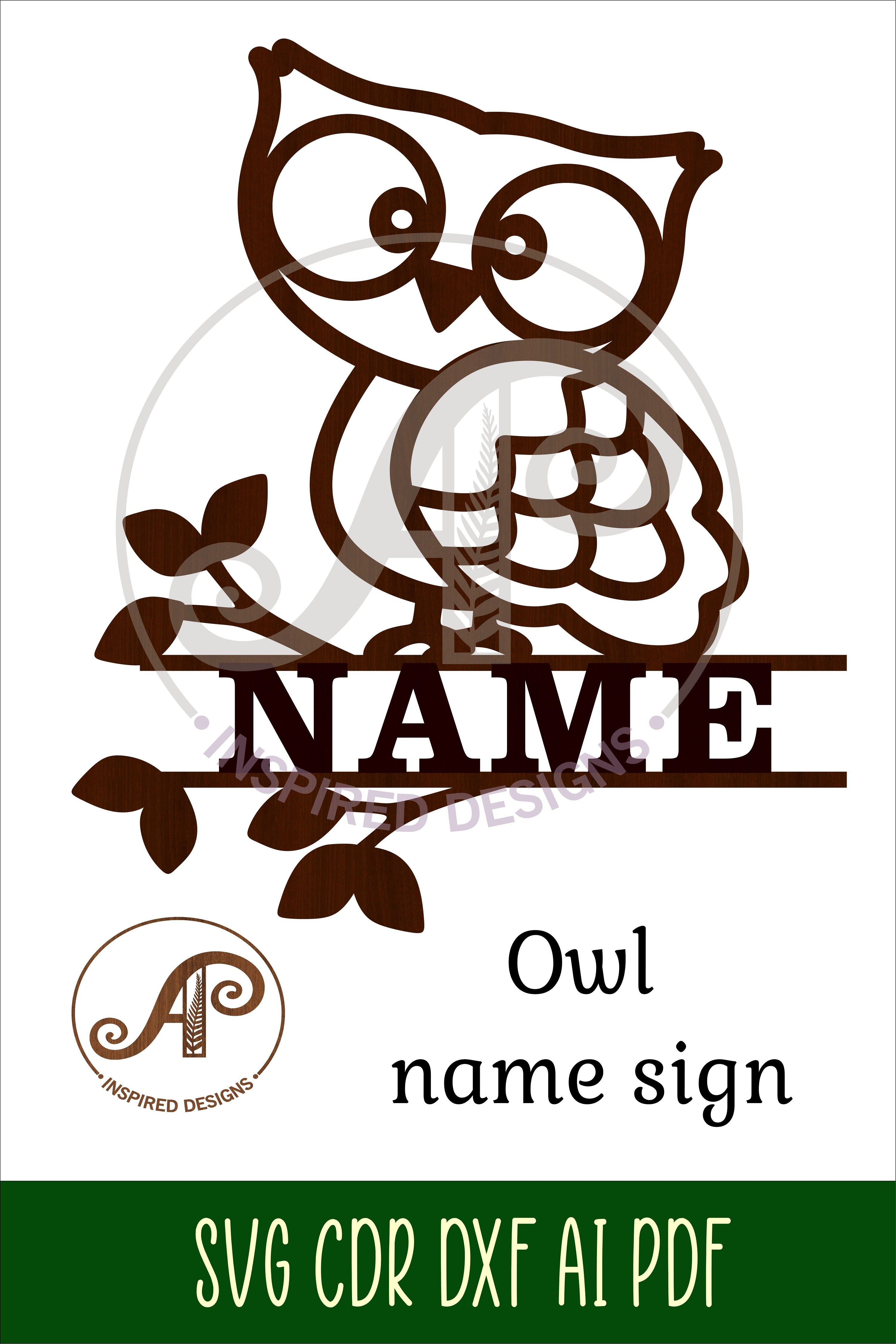 Owl Name sign svg laser cut template (2502901)