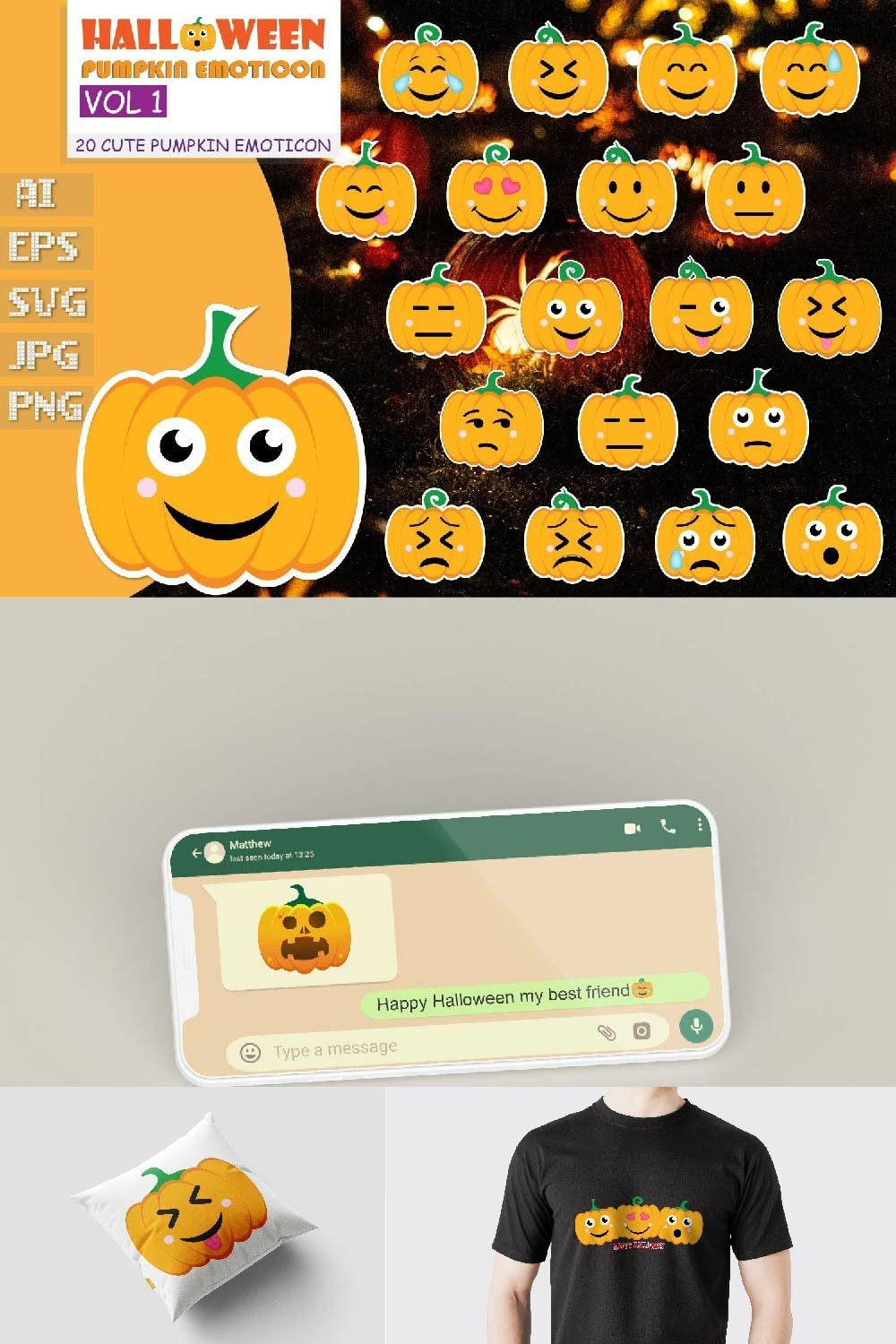 Halloween Pumpkin Emoticon Vol 1