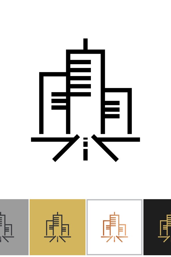 City icon, urban living sign or metropolitan residence symbo