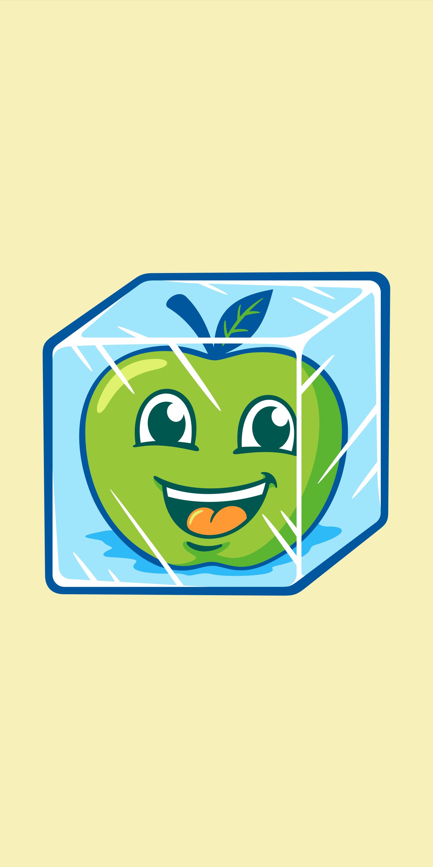 Ice Cubes With Apple Vector Illustration