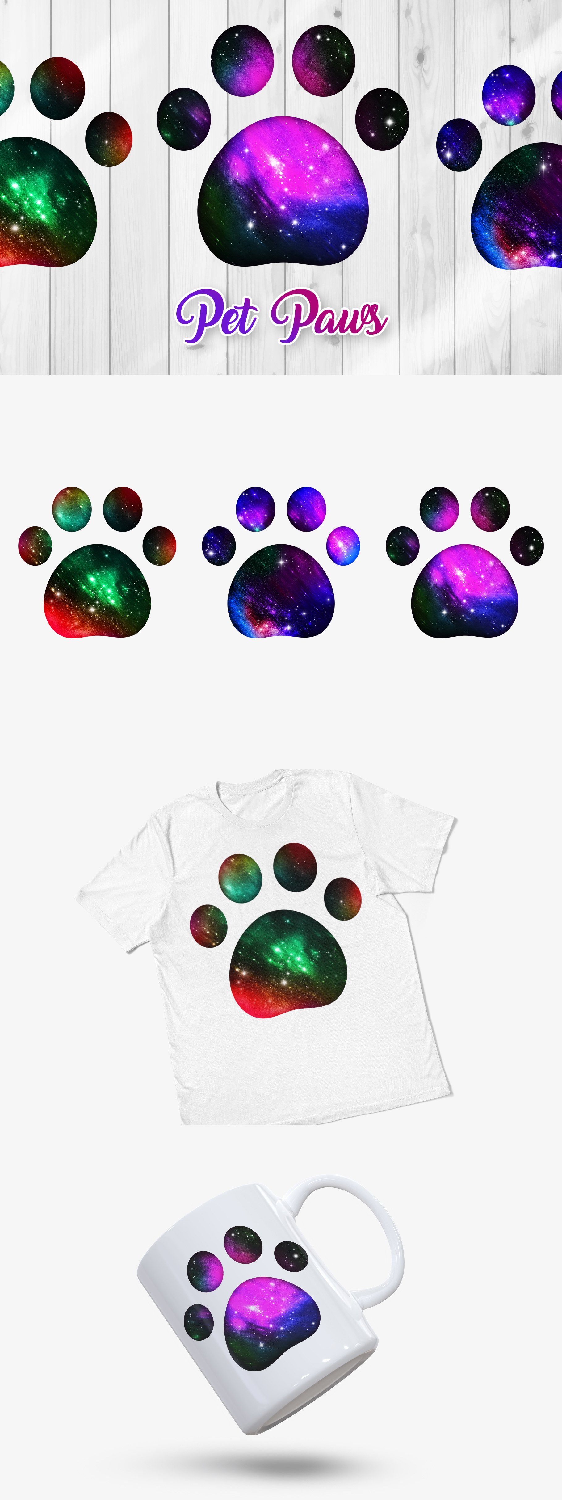 Pet Paws Galaxy PNG Set