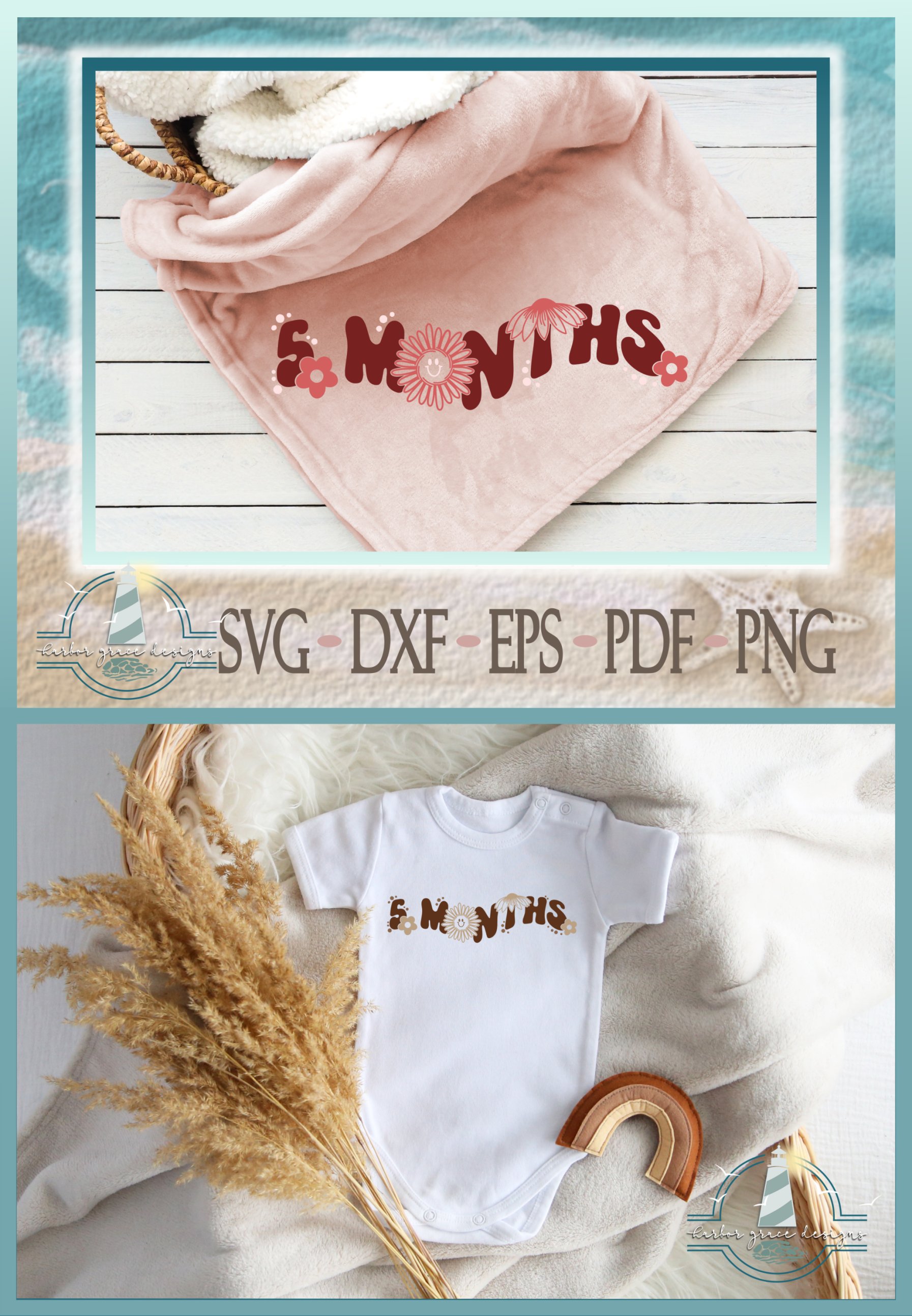 Baby 5 Month Milestone SVG - Wavy Text SVG - Five Month SVG