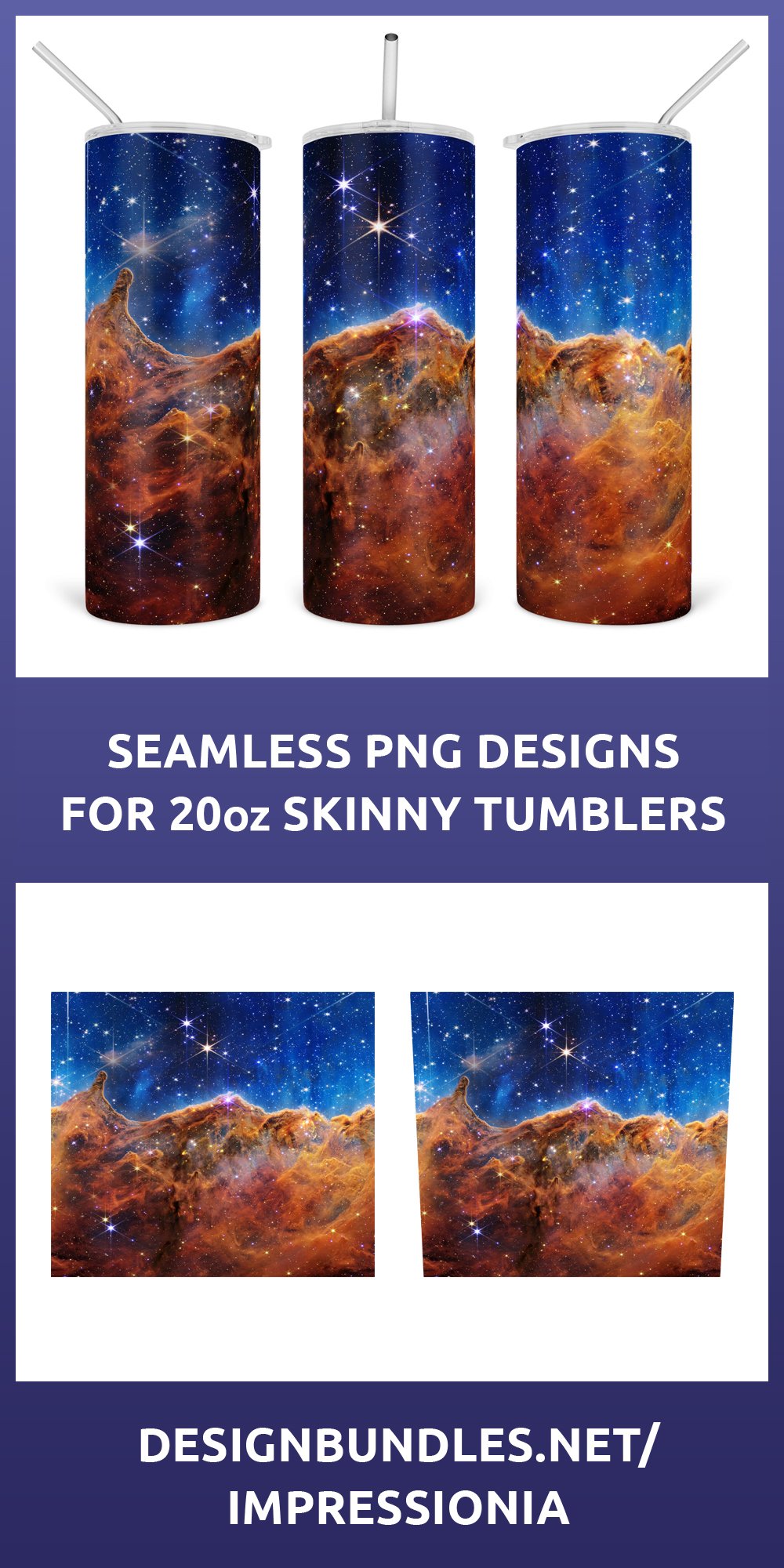 Nebula Tumbler Seamless PNG, James Webb Telescope Photo Cup