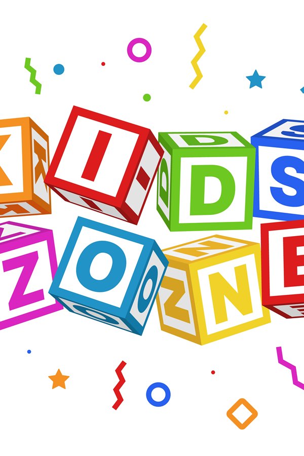 Kids zone blocks. Color geometric elements around title, chi