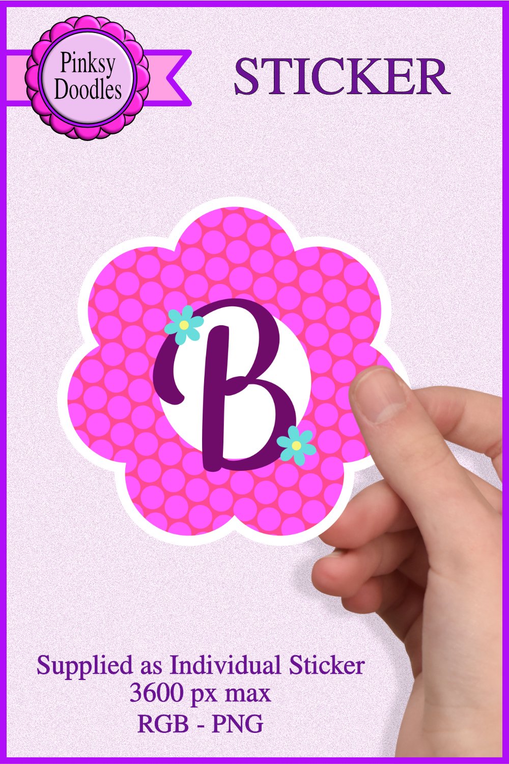 Letter B Flower Monogram Sticker png file