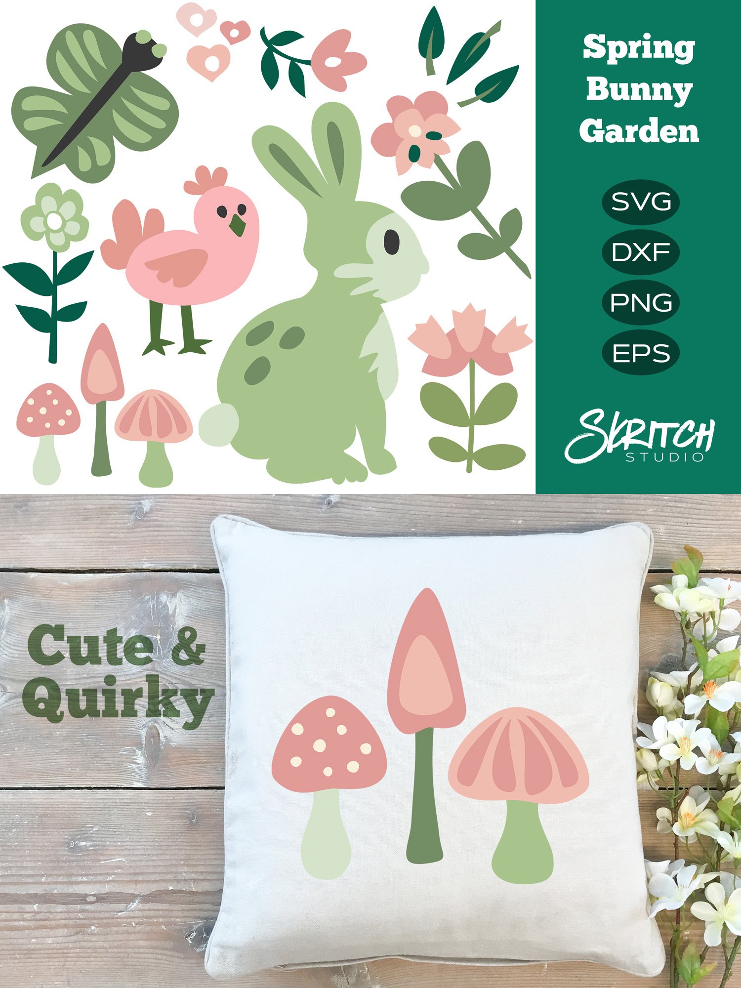 Spring Bunny Garden SVG - Cricut and Silhouette