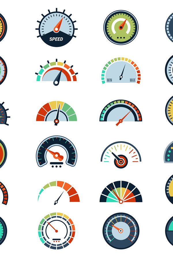 Speedometer symbols. Level fuel rating indication score grap