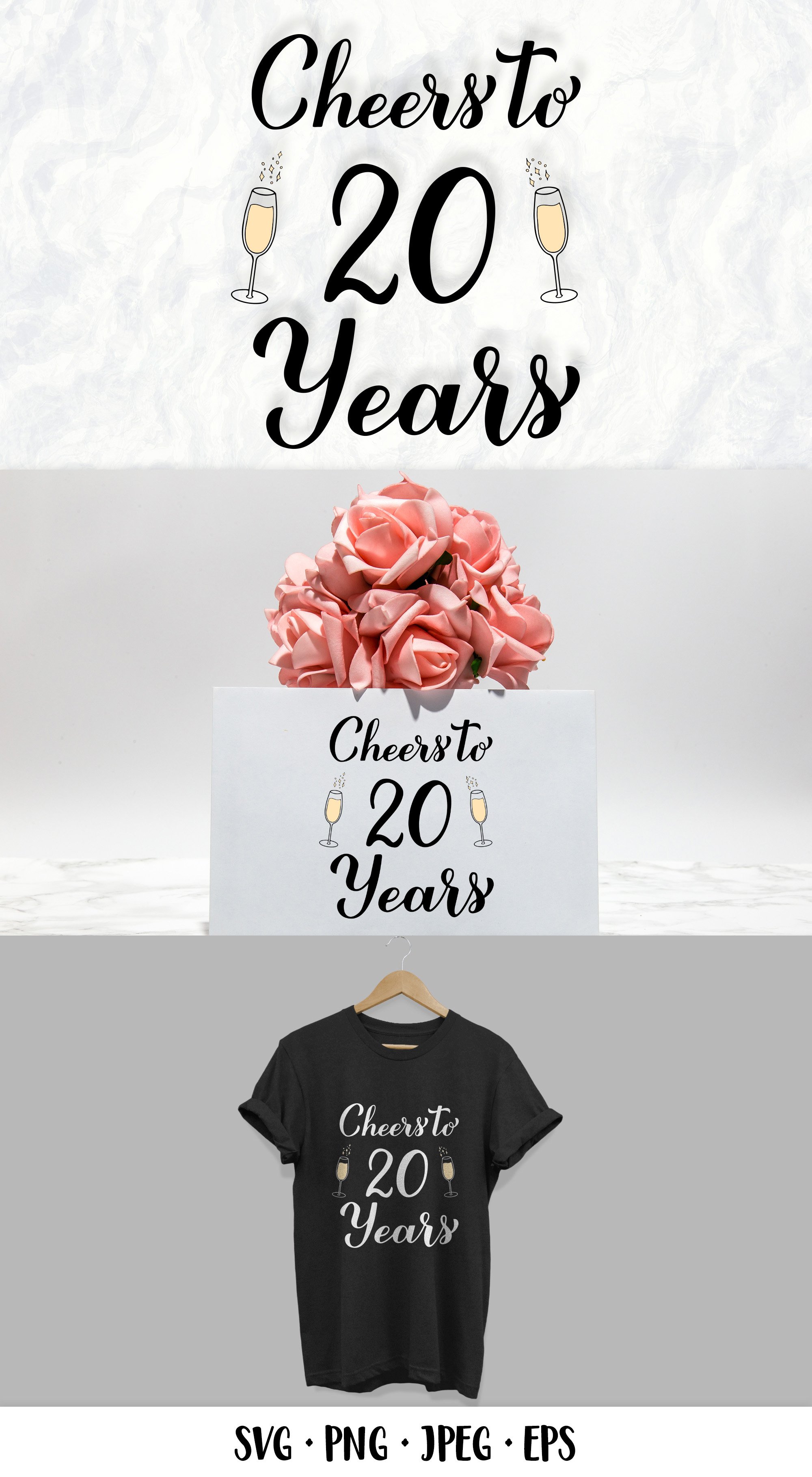 Cheers to 20 Years SVG. 20th Birthday, Anniversary (2014846)