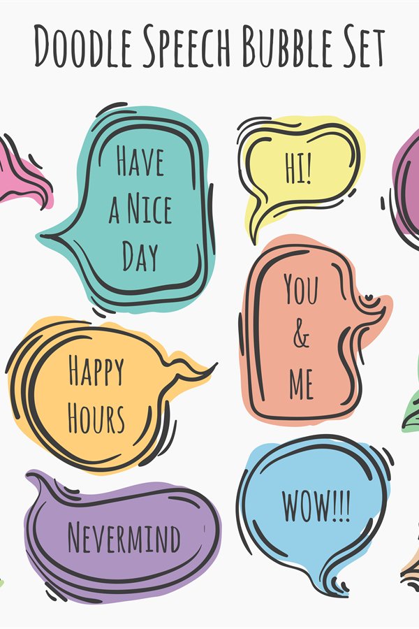 Doodle speech bubble set