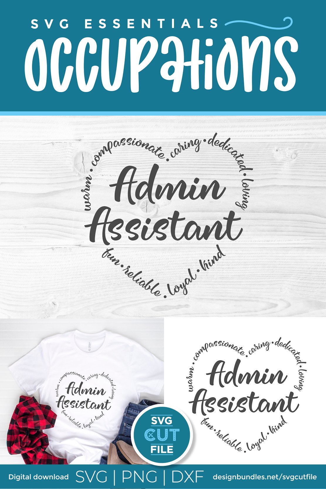 Admin Assistant svg with heart words