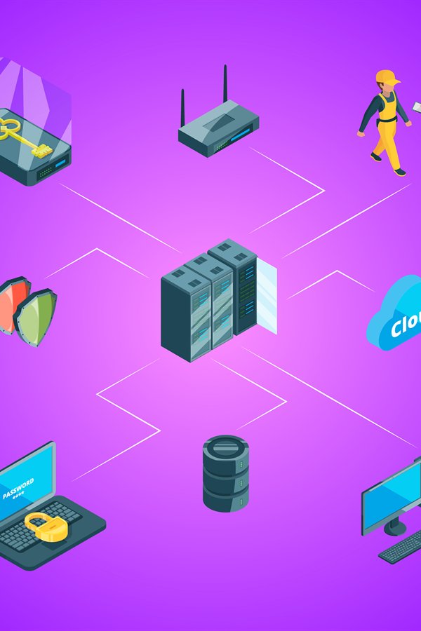 Vector electronic data center icons infographic illustration