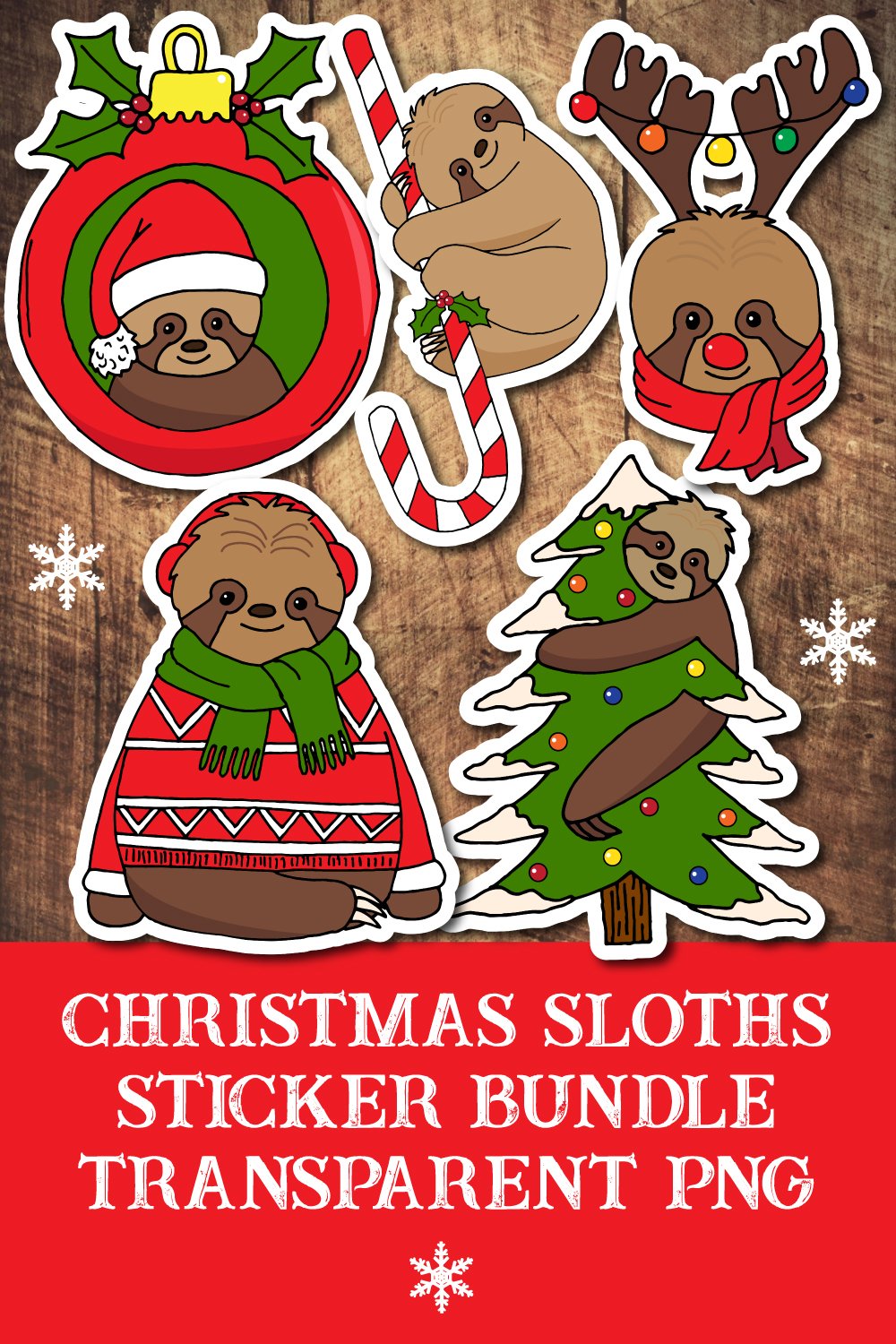 Christmas Sloths Stickers | Holiday Sloths Sticker Bundle