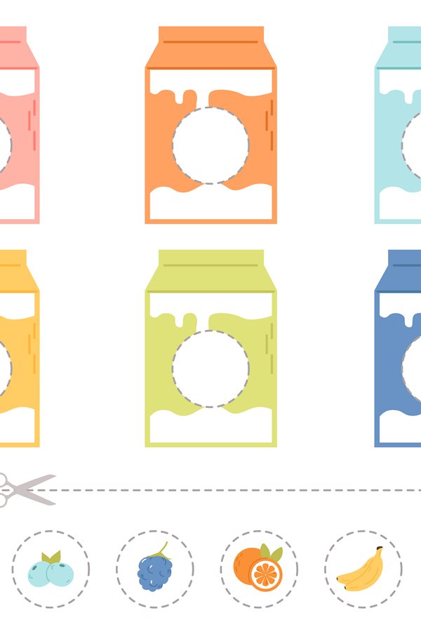 Kids cut and glue game. Kindergarten game worksheets, learni