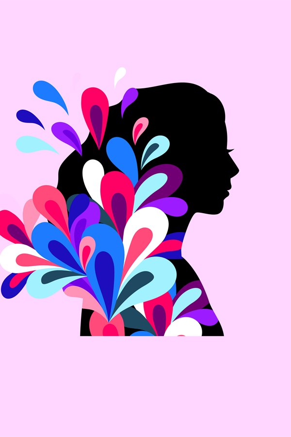 Colorful teenager profile. Color elegant young girl portrait