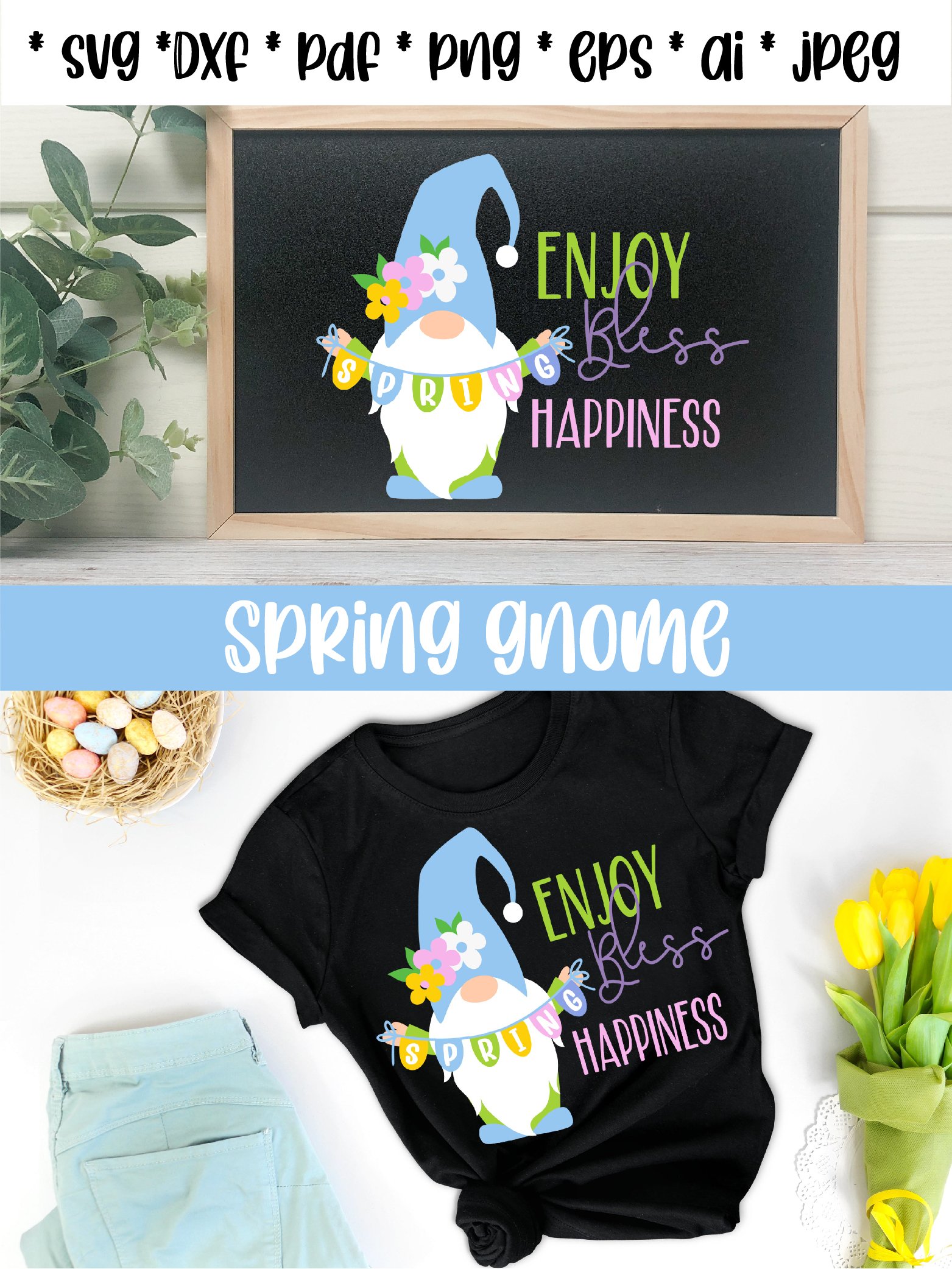 Spring gnomes SVG, Spring Quotes gnomes SVG Cut (1255937)