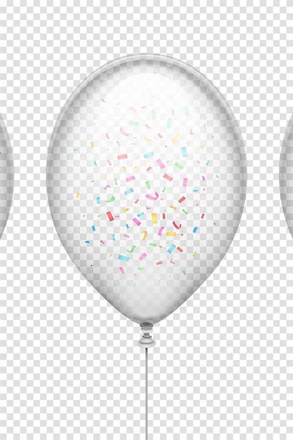 Transparent balloons with confetti. Birthday party, valentin