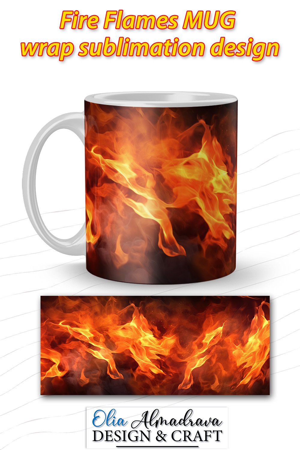 Mug Wrap Bundle| 3D Fire Flames Mug Sublimation Designs PNG