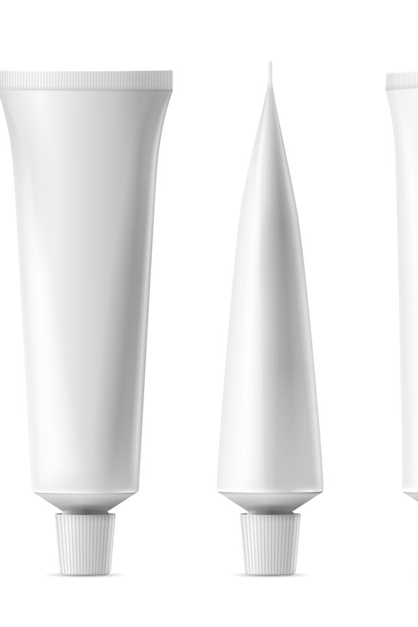 Realistic tube mockup. White plastic tuba for toothpaste, cr