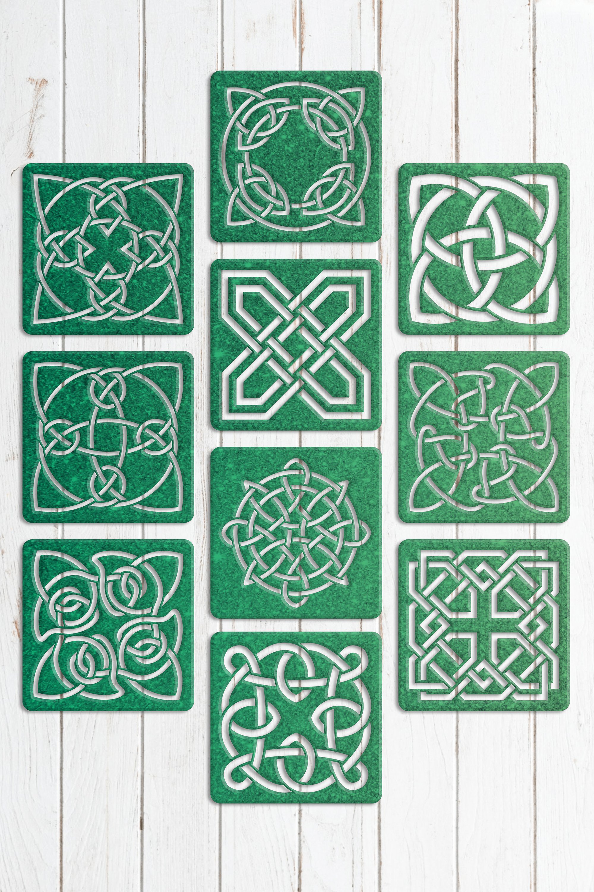 10 Decorative Square Coasters with Celtic Knots