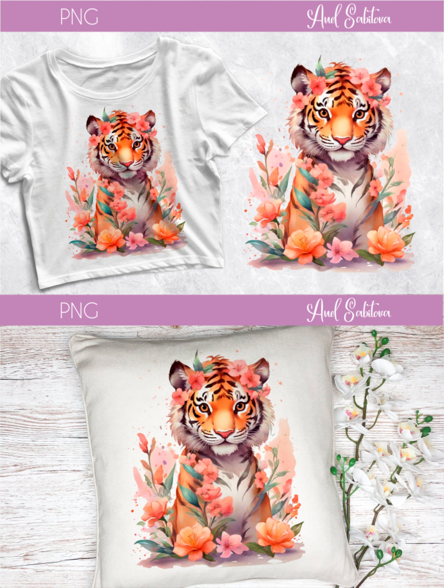 Floral Tiger, Sublimation design