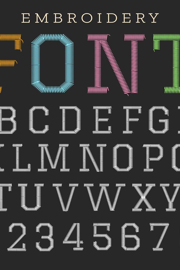 Embroidery font, sew letters