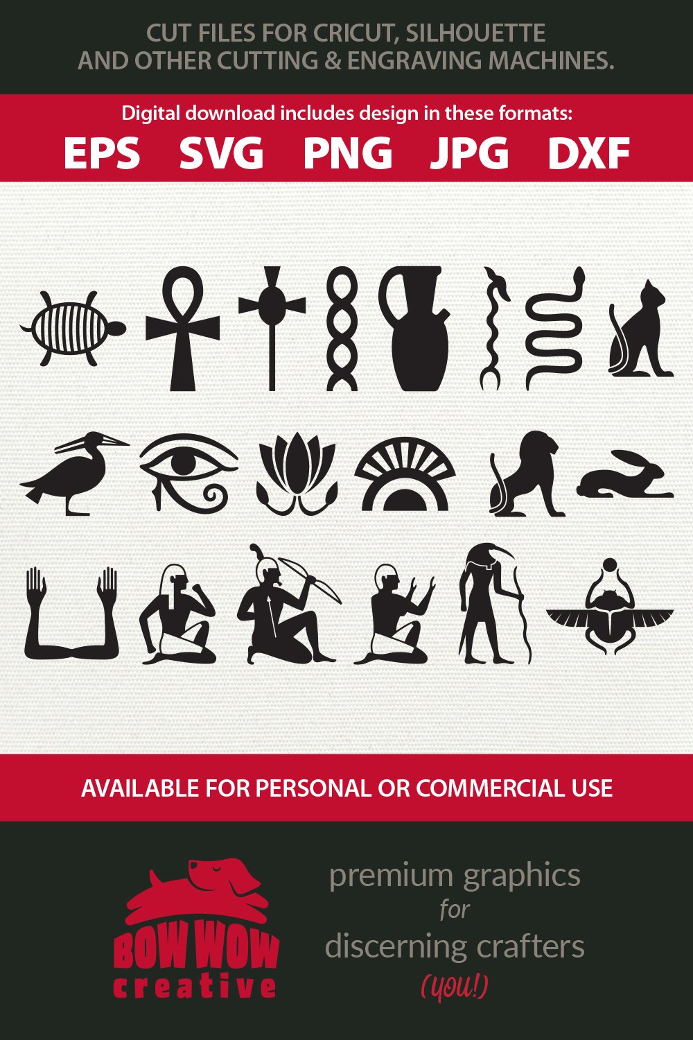 Egyptian symbols clipart & cutting file bundle