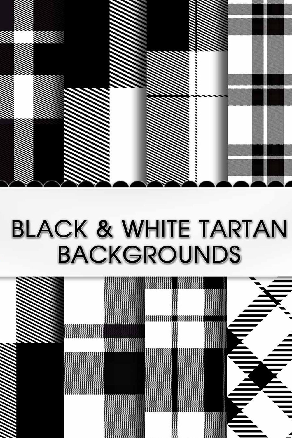 Plaid Black & White Digital Paper Lumberjack Tartan