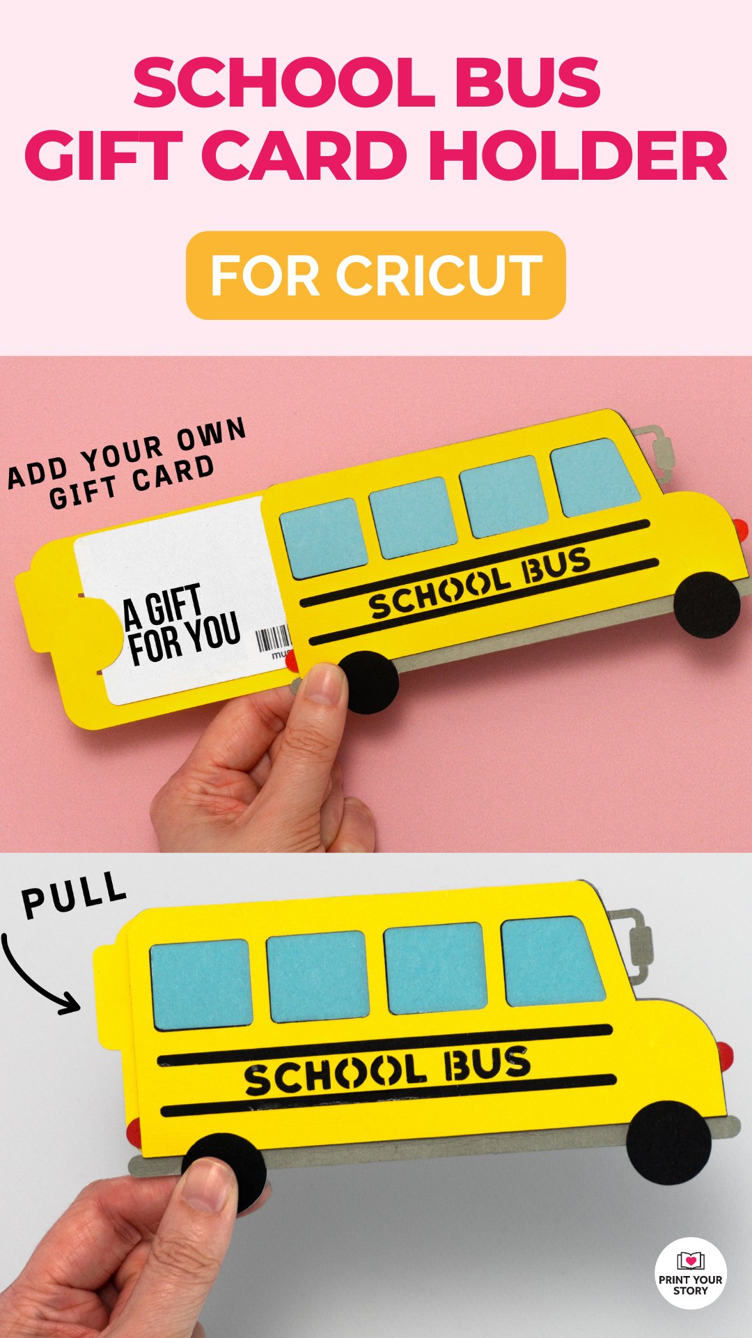 School Bus Gift Card Holder SVG file for Cricut