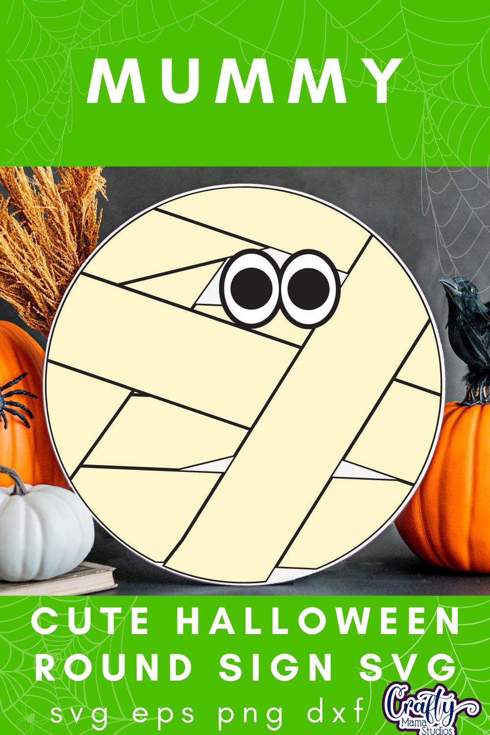 Farmhouse Halloween Round Sign, Mummy Svg Door Hanger