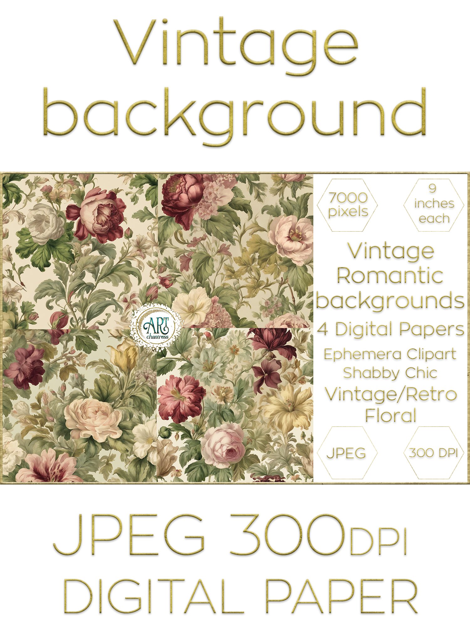 Watercolor Vintage Old Book Pages Floral Digital (3105255)