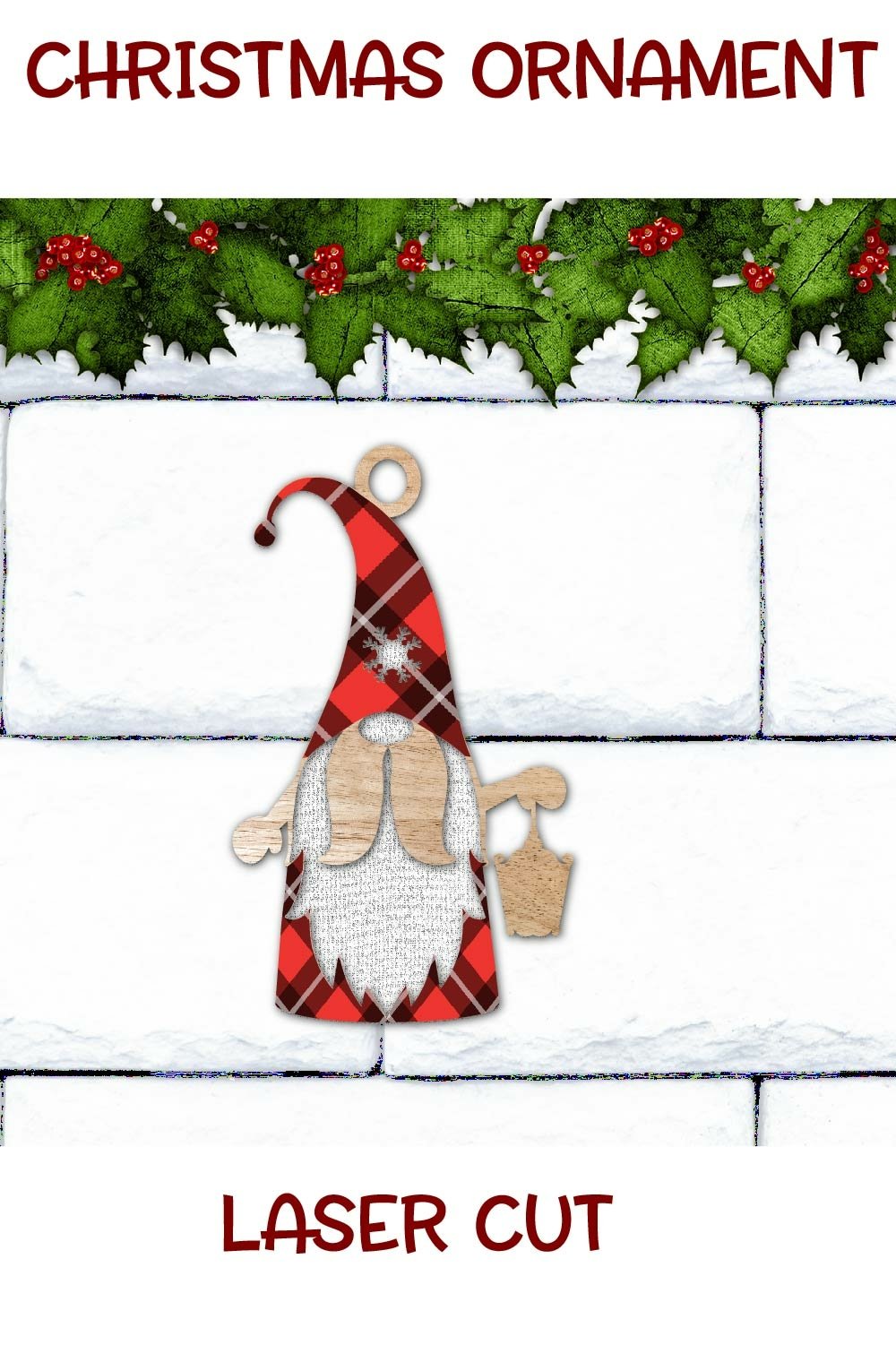 Christmas Gnome Laser cut file. Christmas Ornament (2170707)