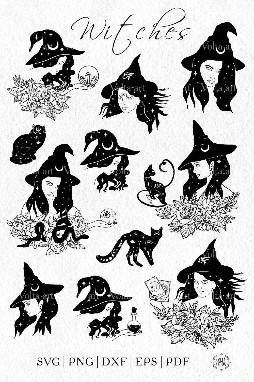 Witch Svg Bundle, Witchcraft Svg set, Witch Hat Svg, Witchy
