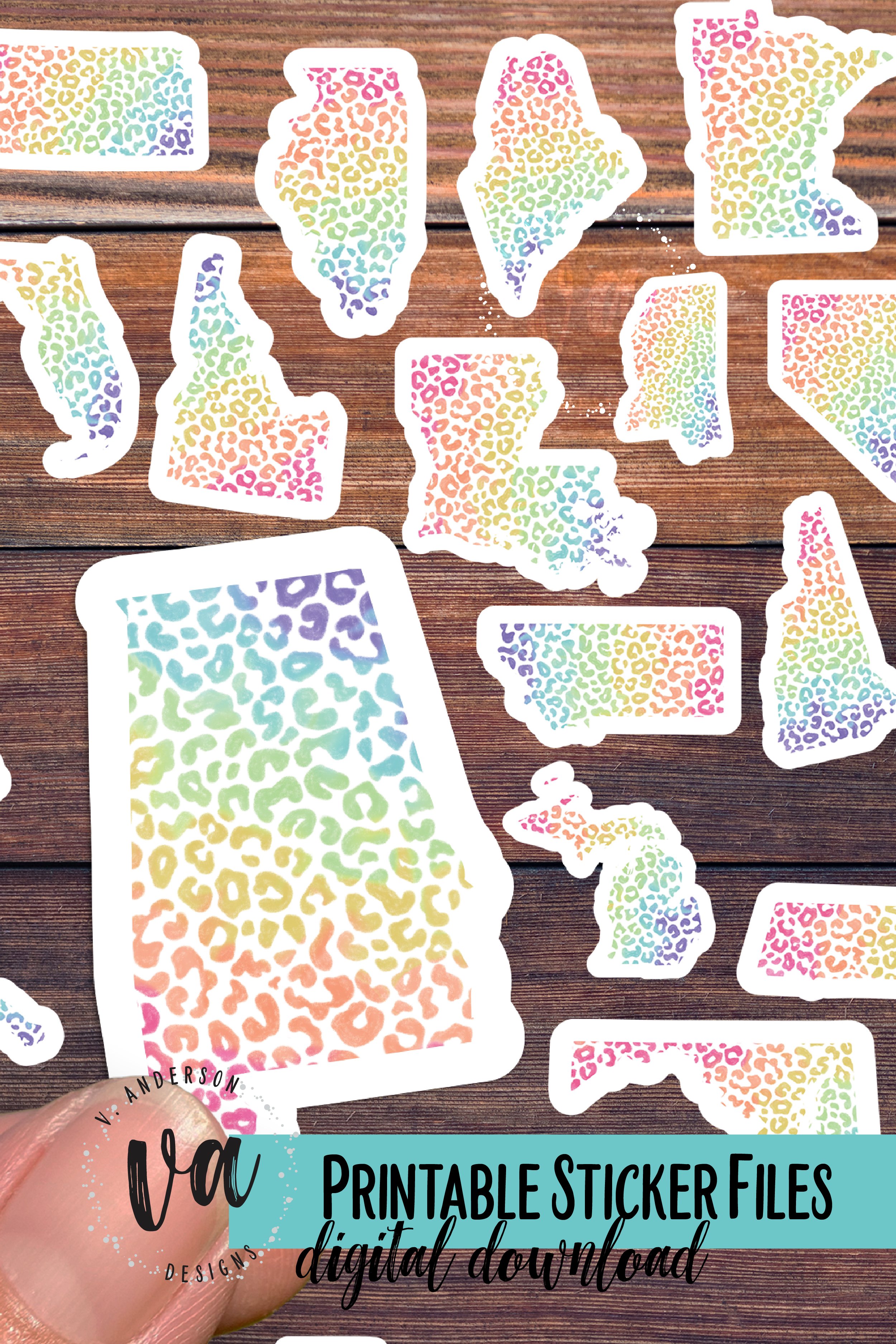 Rainbow Leopard States PNG Sticker Pack
