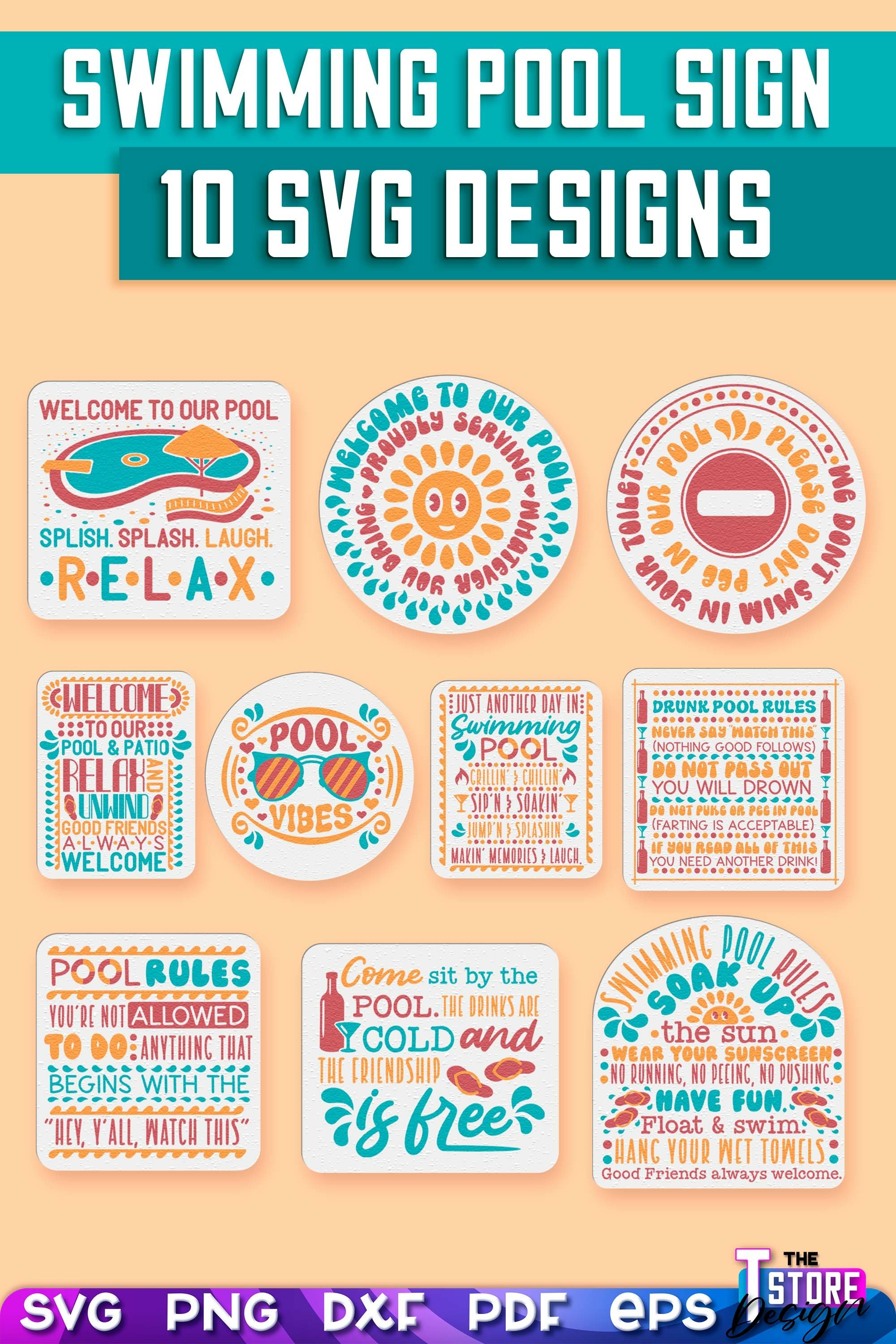 Swimming Pool Sign SVG Bundle|Swimming Pool Rules SVG|Summer
