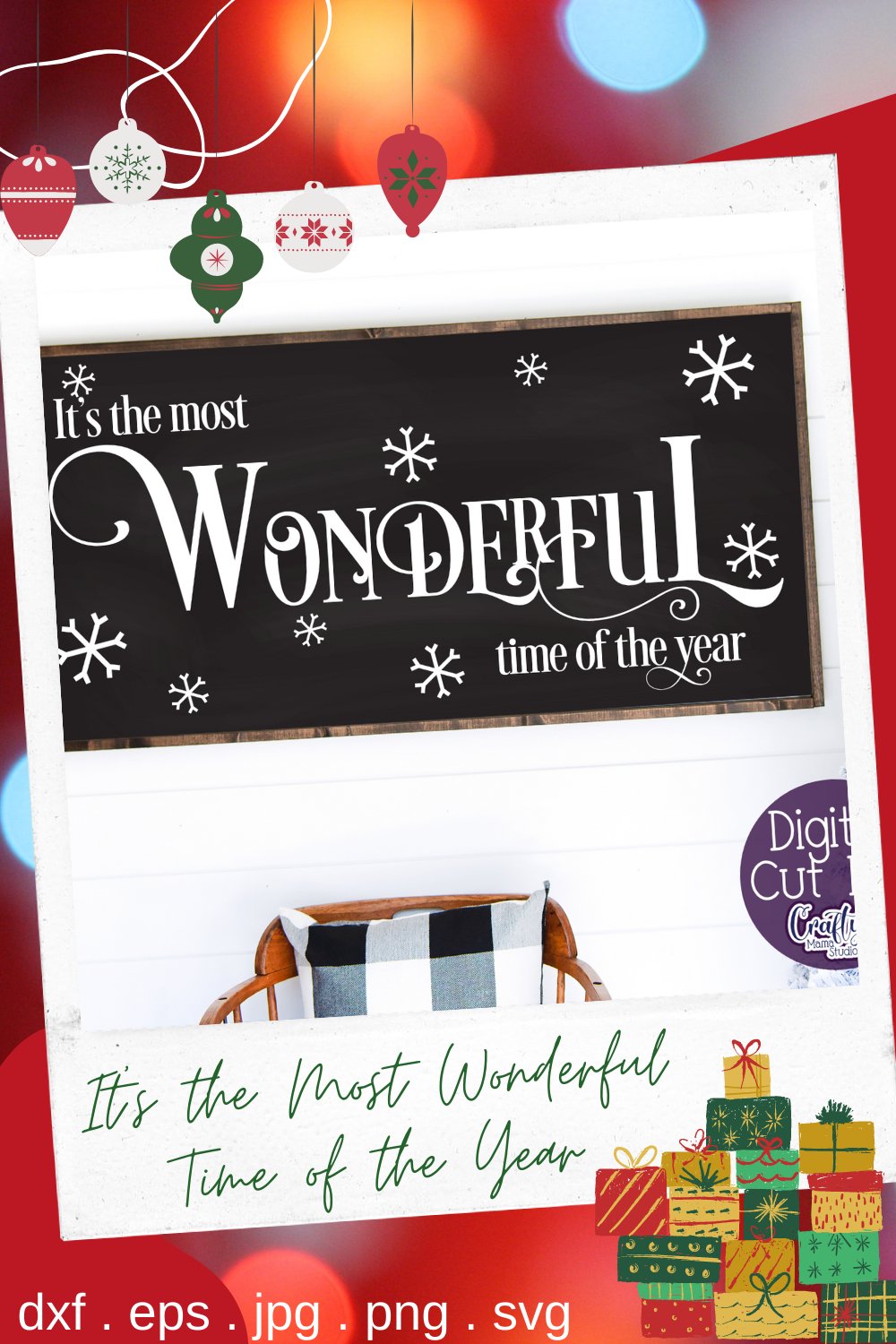 Most Wonderful Time Of The Year Snowflake Christmas Sign Svg