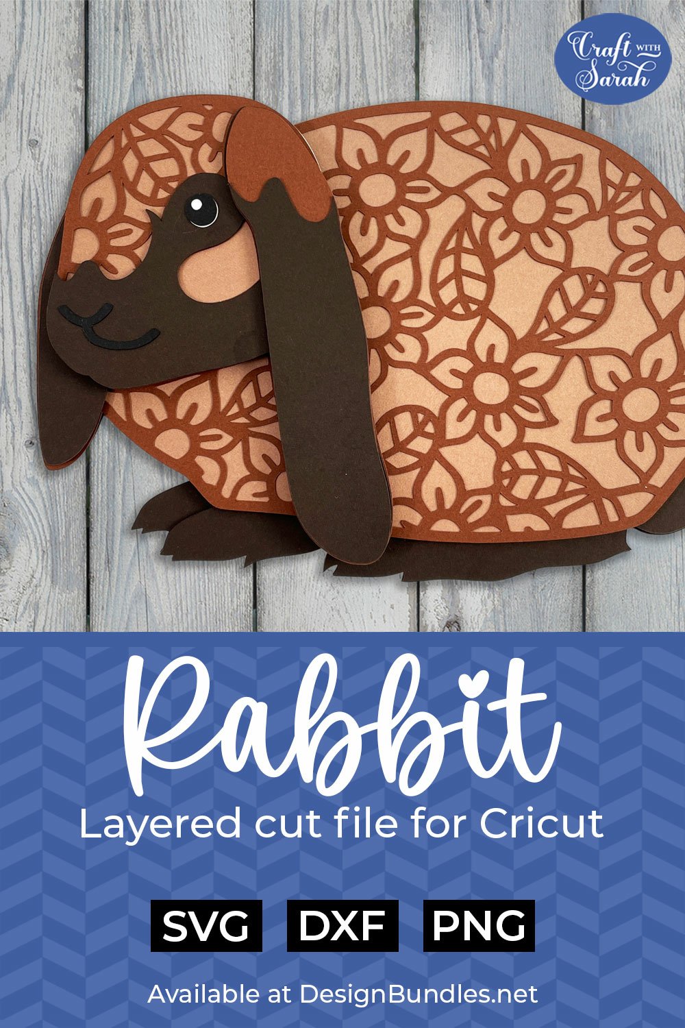 3D Rabbit SVG | Layered Lop Bunny Paper Cut