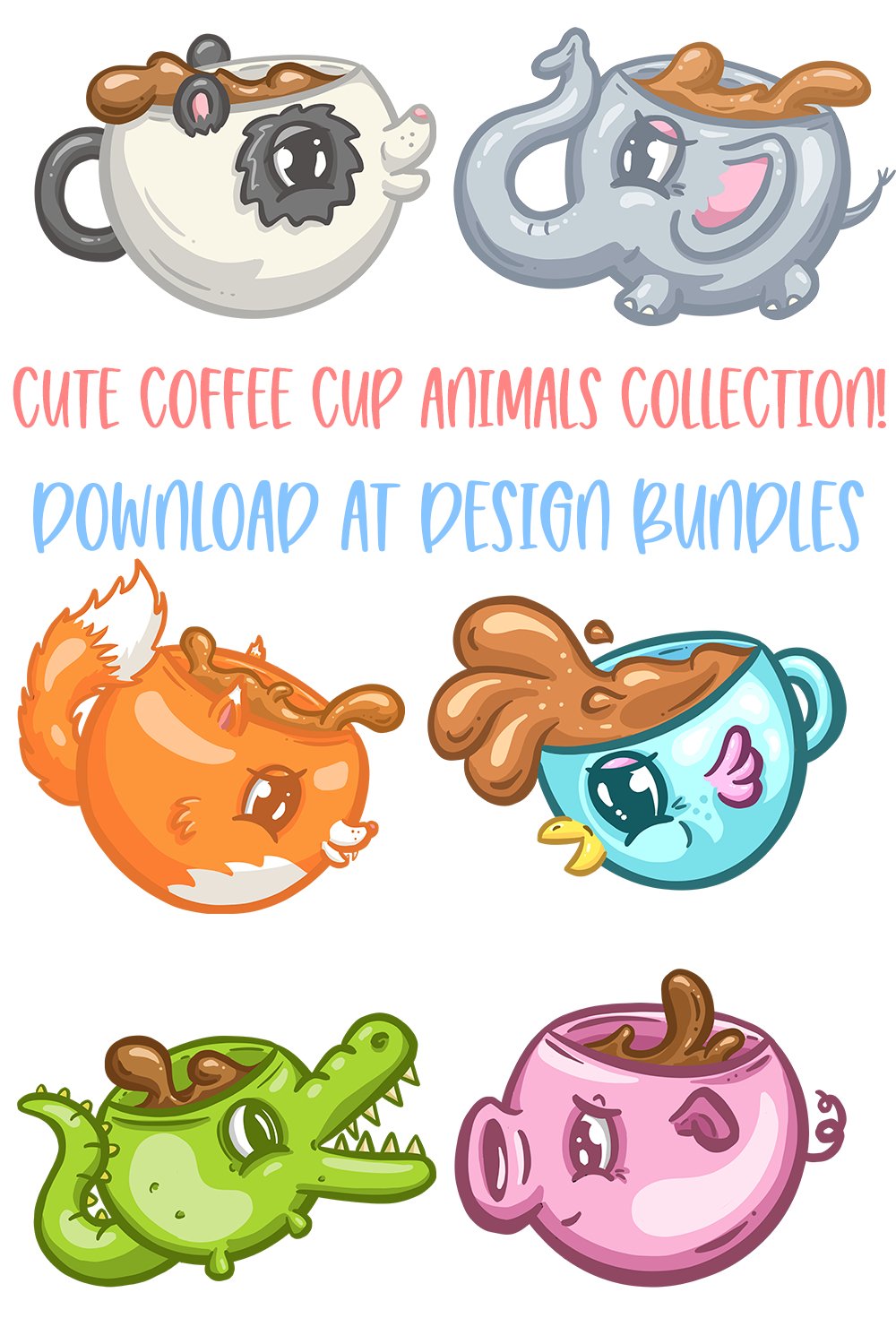 Pet Animal Cute Coffee Cup Illustration Cartoon Logo PNG JPG