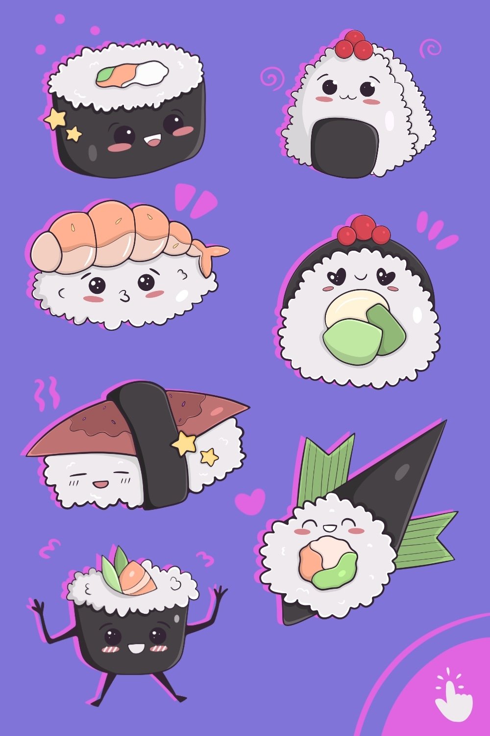 Kawaii Sushi Clipart PNG | Sushi Stickers PNG