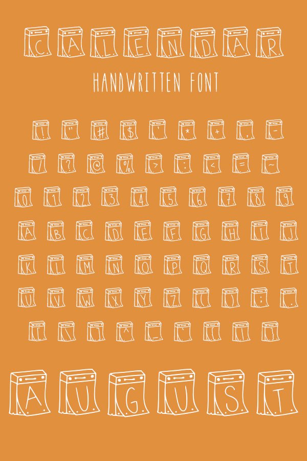 Calendar handwritten font