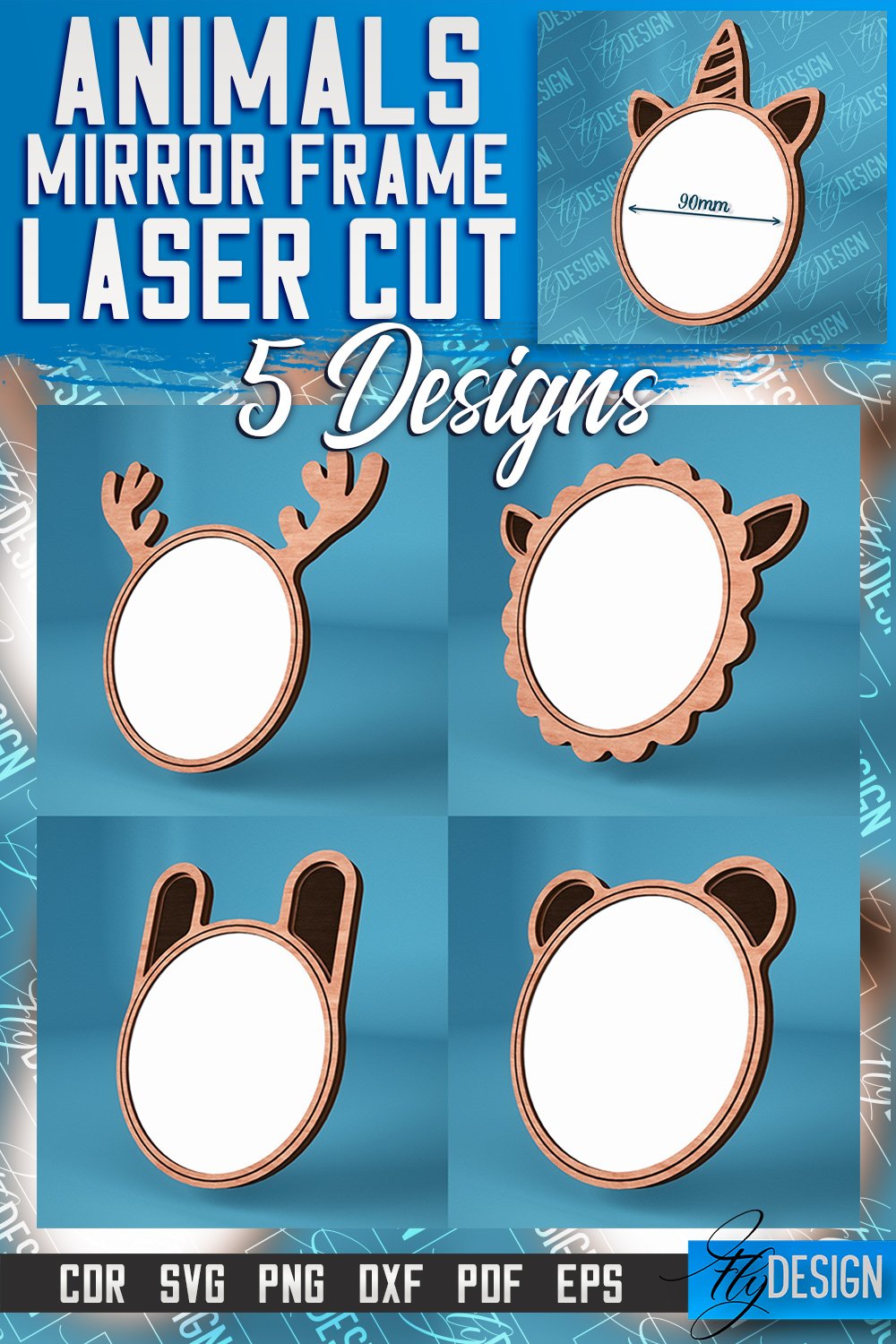 Animals Mirror Frame Laser Cut SVG | Home Design (2881183)