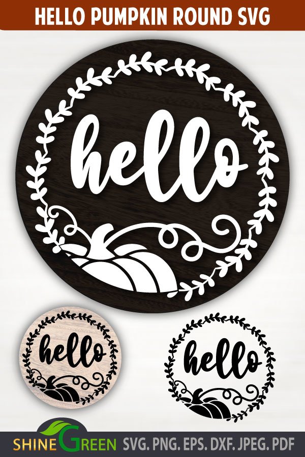 Fall SVG Round Sign - Hello Pumpkin Floral Monogram