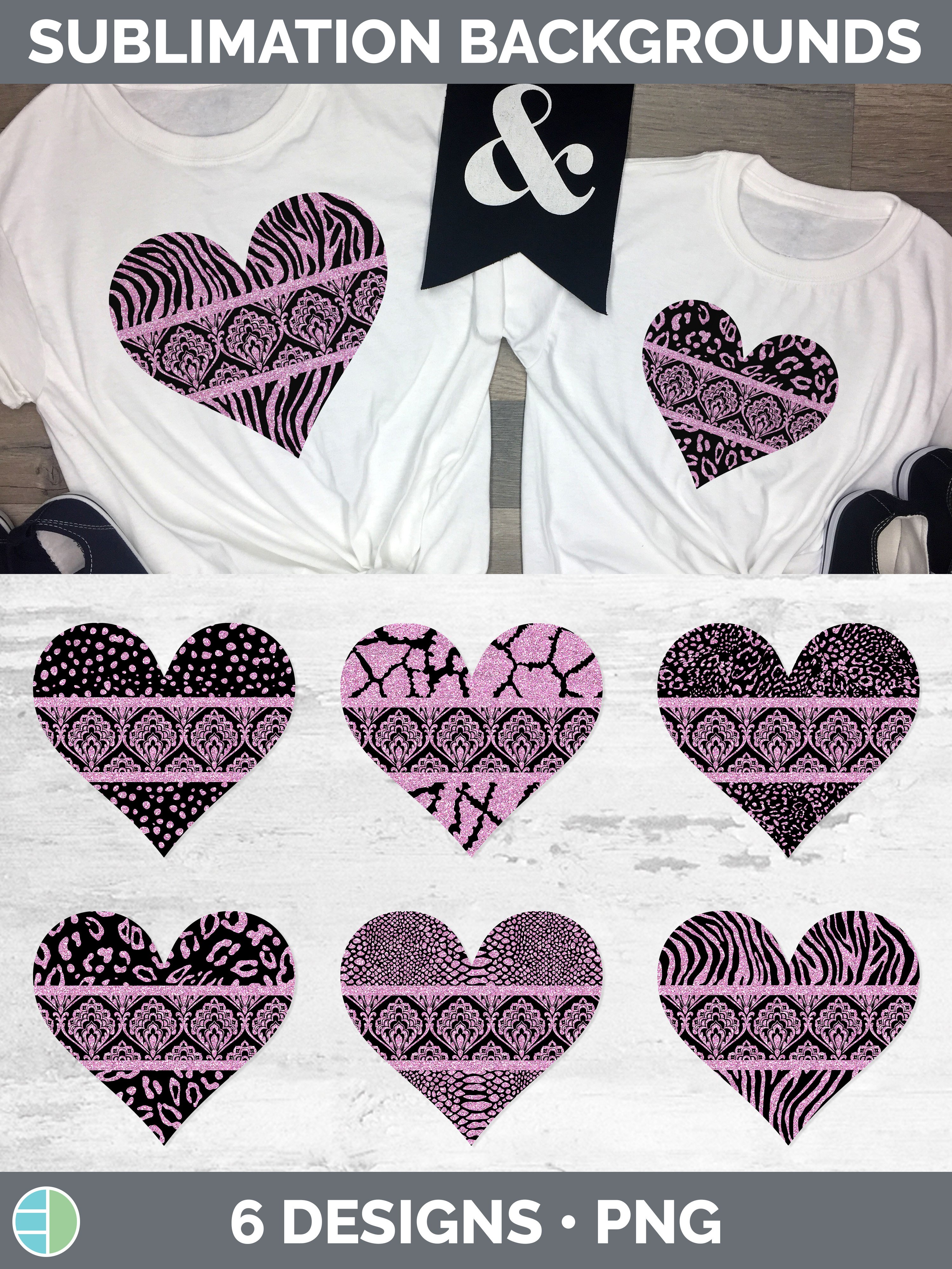 Pink Damask Hearts Clipart | Sublimation Designs