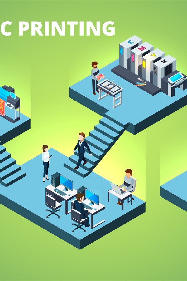 Printing house building. Industrial print production office