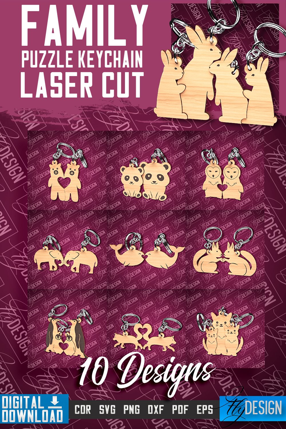 Family Puzzle Keychain Bundle|Valentine Couple Keyring SVG