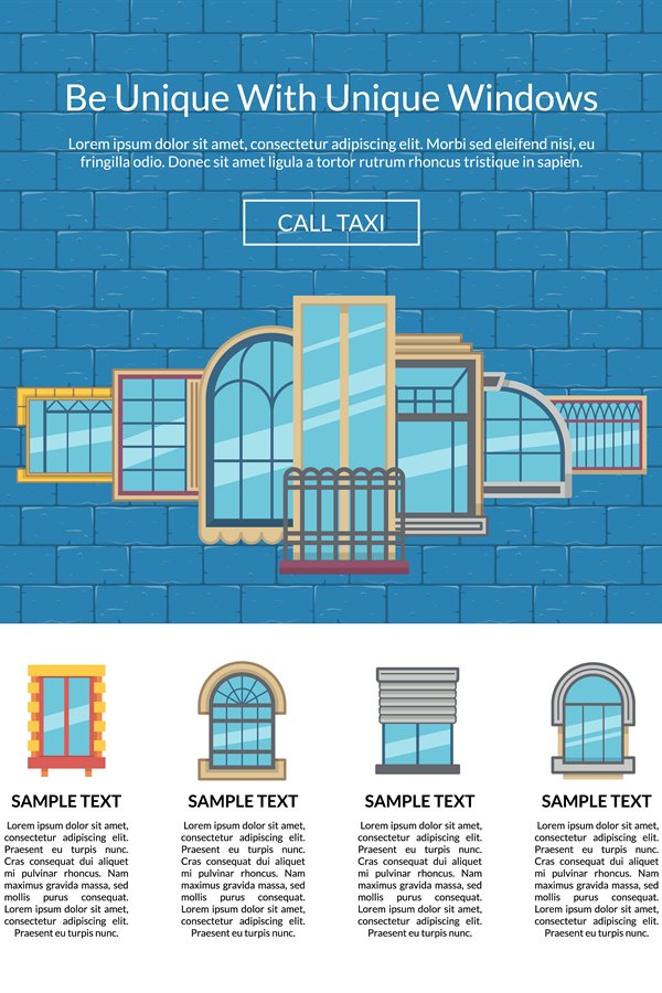 Vector window flat icons on brickwall background (850601)